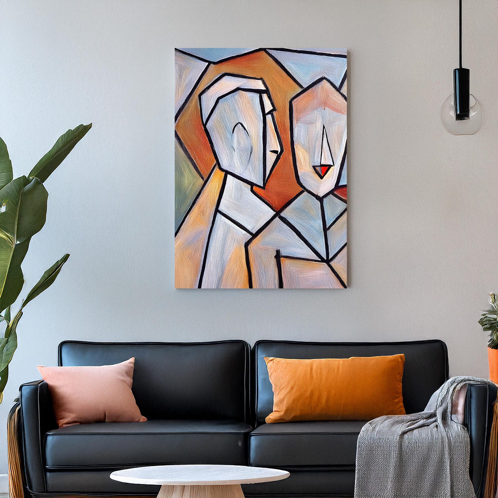 Whisper - Cubism Art Print, Abstract Male and Female Figures, Modern ...