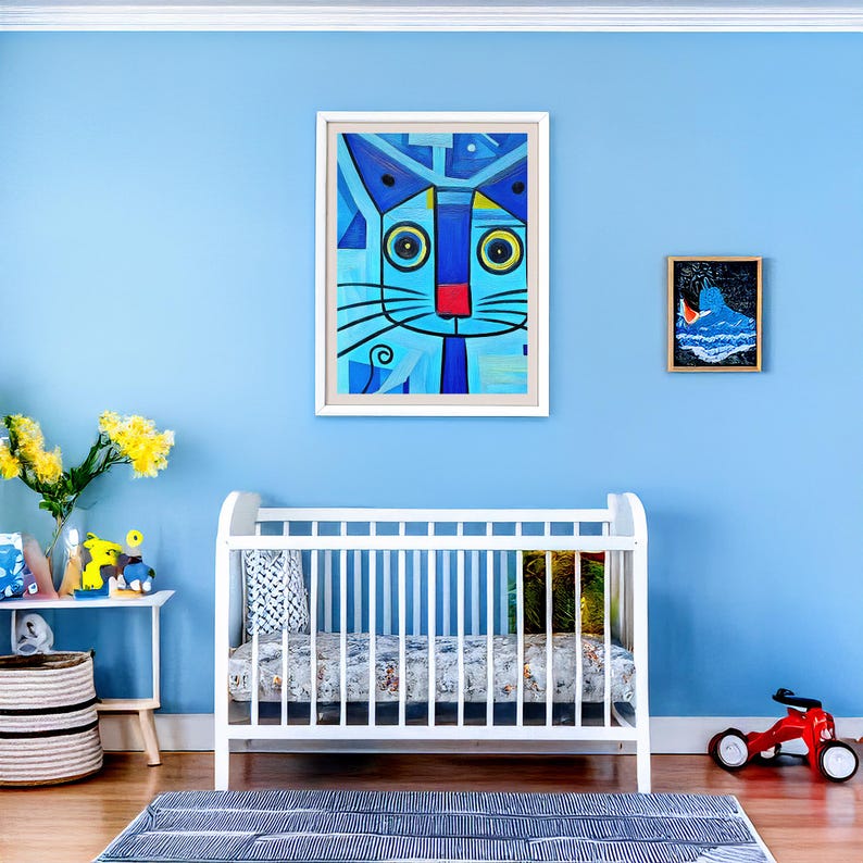Kitty Cat Abstract Art Print - Cubism Inspired Cat Artwork for Kids ...