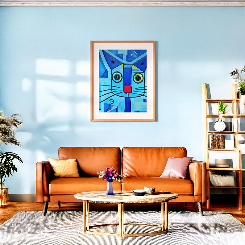 Kitty Cat Abstract Art Print - Cubism Inspired Cat Artwork for Kids ...