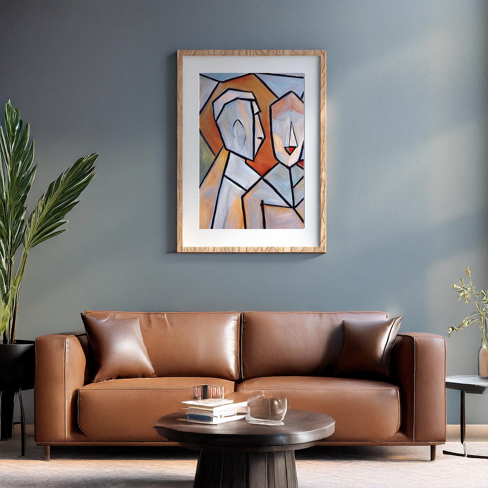 Whisper - Cubism Art Print, Abstract Male and Female Figures, Modern ...