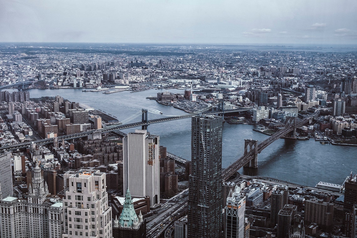 Bird View of Brooklyn Bridge Manhattan Bridge NYC Skyline - Etsy