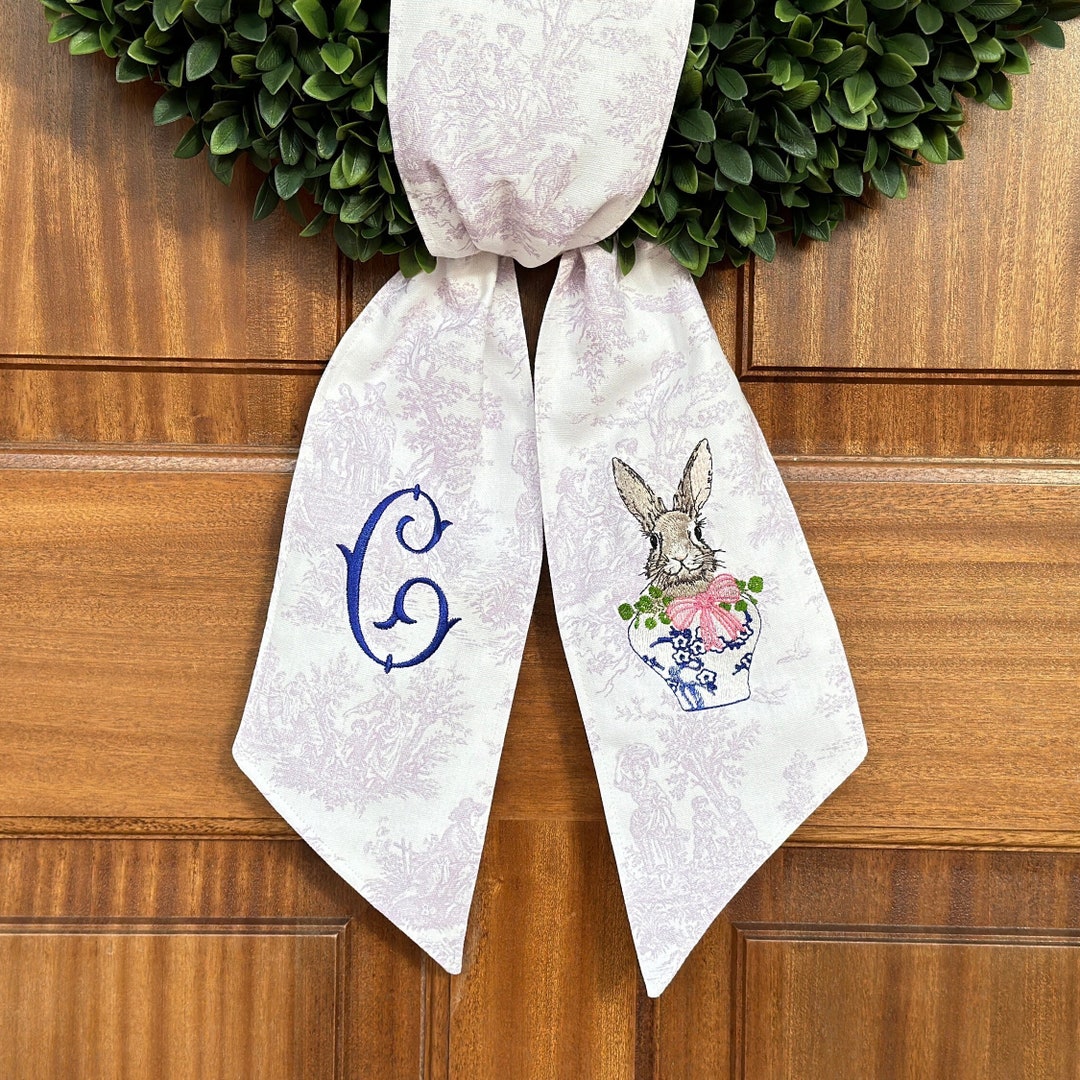 Personalized Lavender Toile Sash for Front Door, Custom Chinoiserie ...