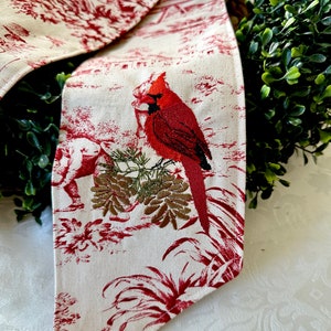 Cardinal Red Toile Holiday Wreath Sash for Front Door, Custom Monogram ...