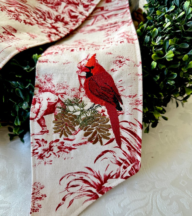 Cardinal Red Toile Winter Wreath Sash, Monogrammed Winter Front Door ...