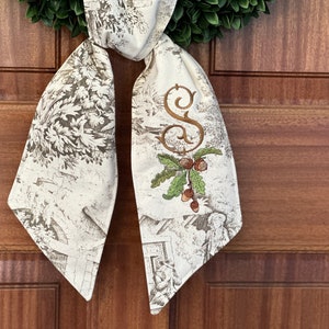 Custom Acorn Monogram Swag, Personalized Taupe Toile Thanksgiving ...