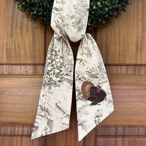 Personalized Taupe Toile Thanksgiving Wreath Sash, Custom Monogram ...
