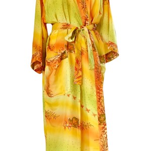 Vintage Silk Bath Robe, Upcycled Silk Sari Kimono Dressing Gown ...