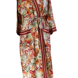 Vintage Silk Bath Robe, Upcycled Silk Sari Kimono Dressing Gown ...