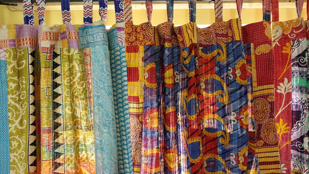 Vintage Kantha Sale Curtains 90, Upcycled Cotton Kantha Recycled ...