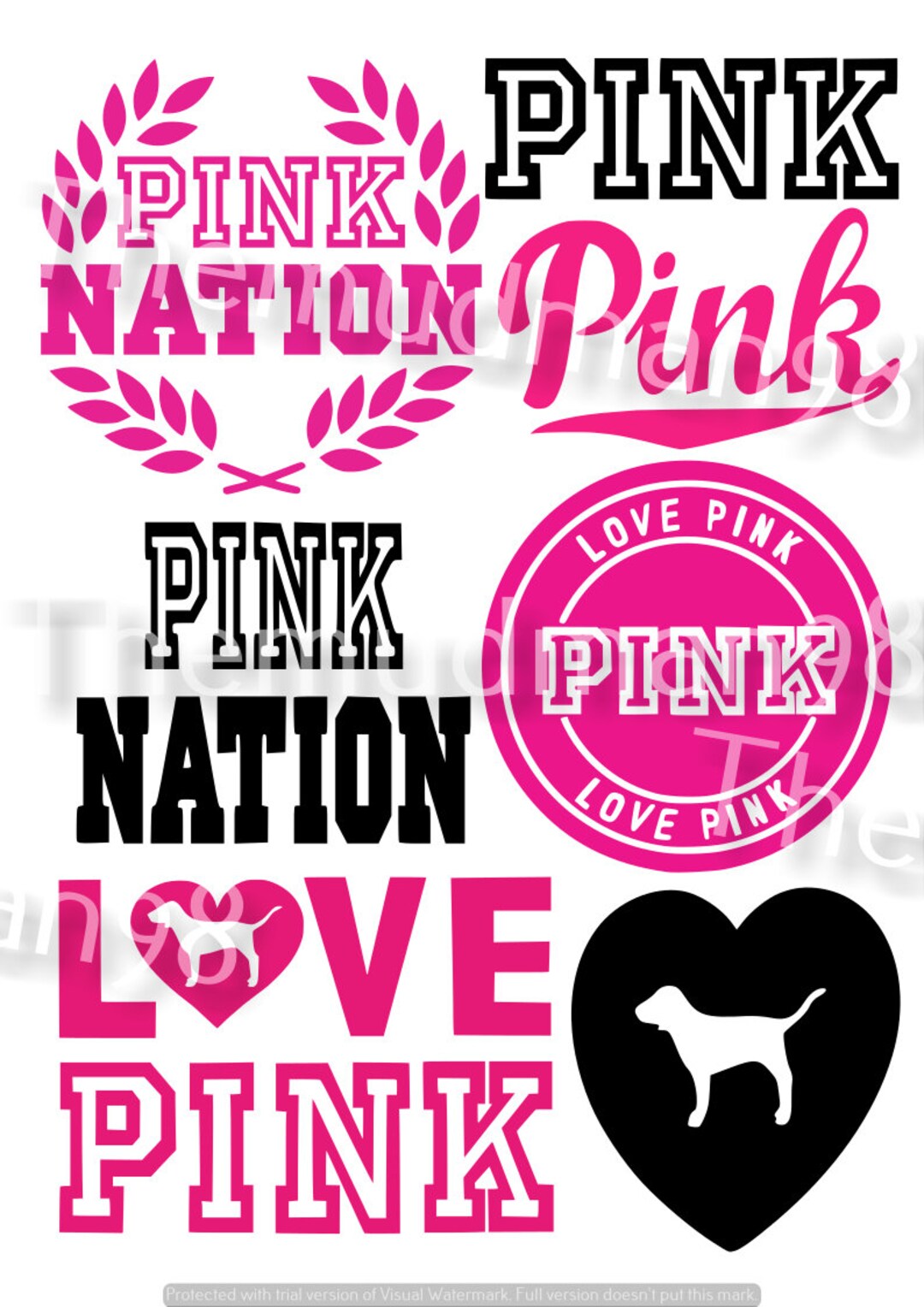 Love Pink SVG Bundle, Clip Art, VS, Pink Nation, SVG, Digital File ...