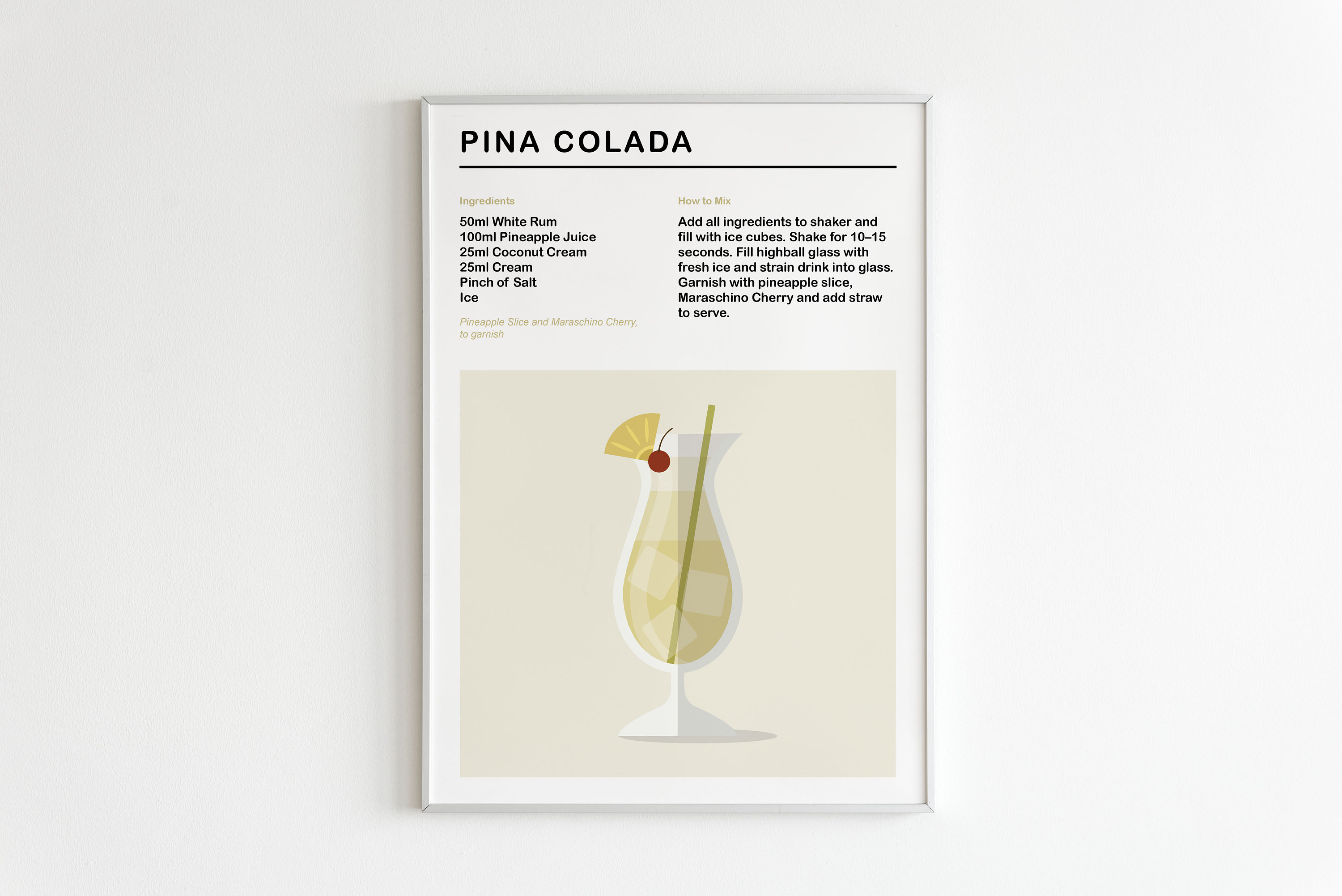 Pina Colada Graphic Cocktail Print, Pina Colada Poster, Cocktail Art ...
