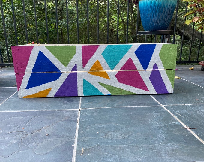 Colorful Garden Planter, Cedar Garden Planter, Cedar Planter Box. Hand ...