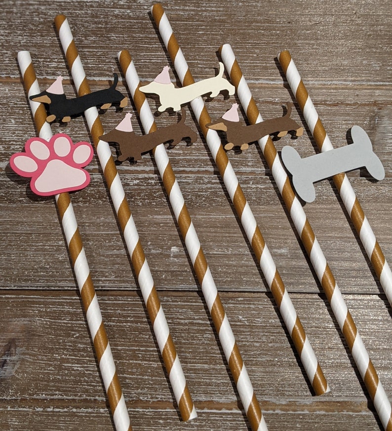 Dachshund Birthday, Dog Birthday Decor, Dachshund Party, Dog Straws ...