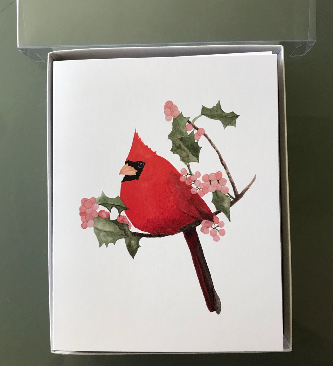 Cardinal and Holly Notecards, Boxed Set of 10 Cards and Envelopes ...