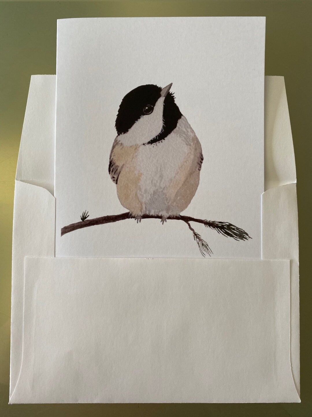 Chickadee on Pine Notecards, 4x5 1/2 Cards, Boxed Set of 10 Cards and Envelopes, Designed From ...
