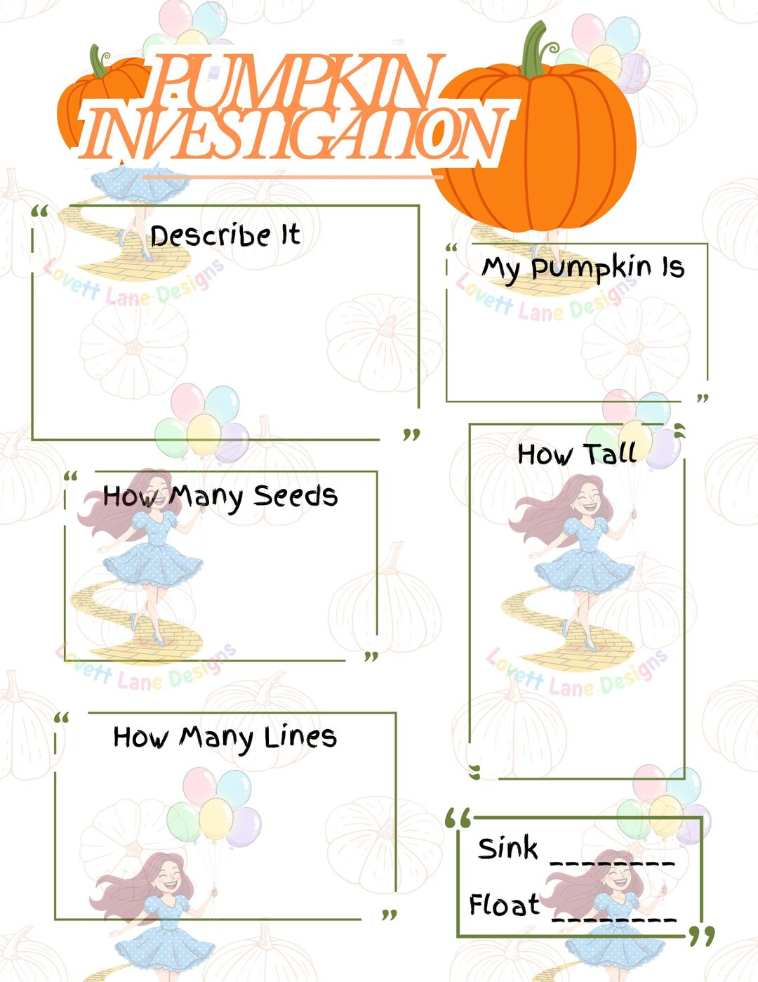 Pumpkin Investigation Activity Worksheet(k-2 Science & Math) - Etsy