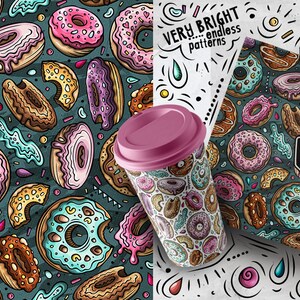 Donuts Digital Paper Pack, Donuts Seamless Patterns, Scrapbook Paper ...