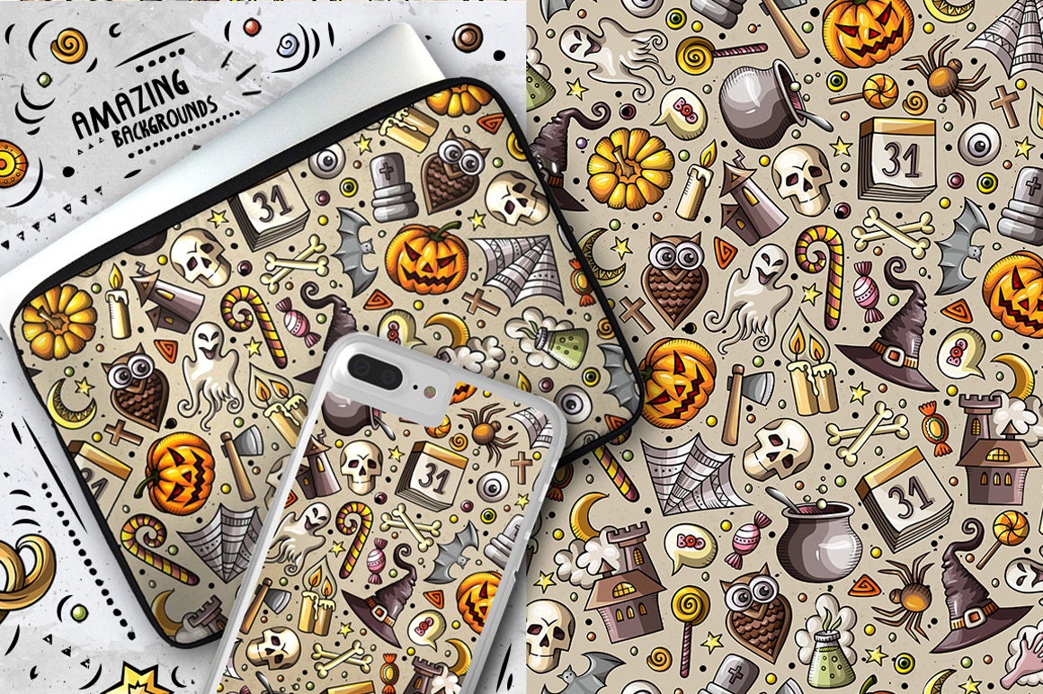 HALLOWEEN Digital Paper Pack, Happy Halloween Seamless Patterns ...