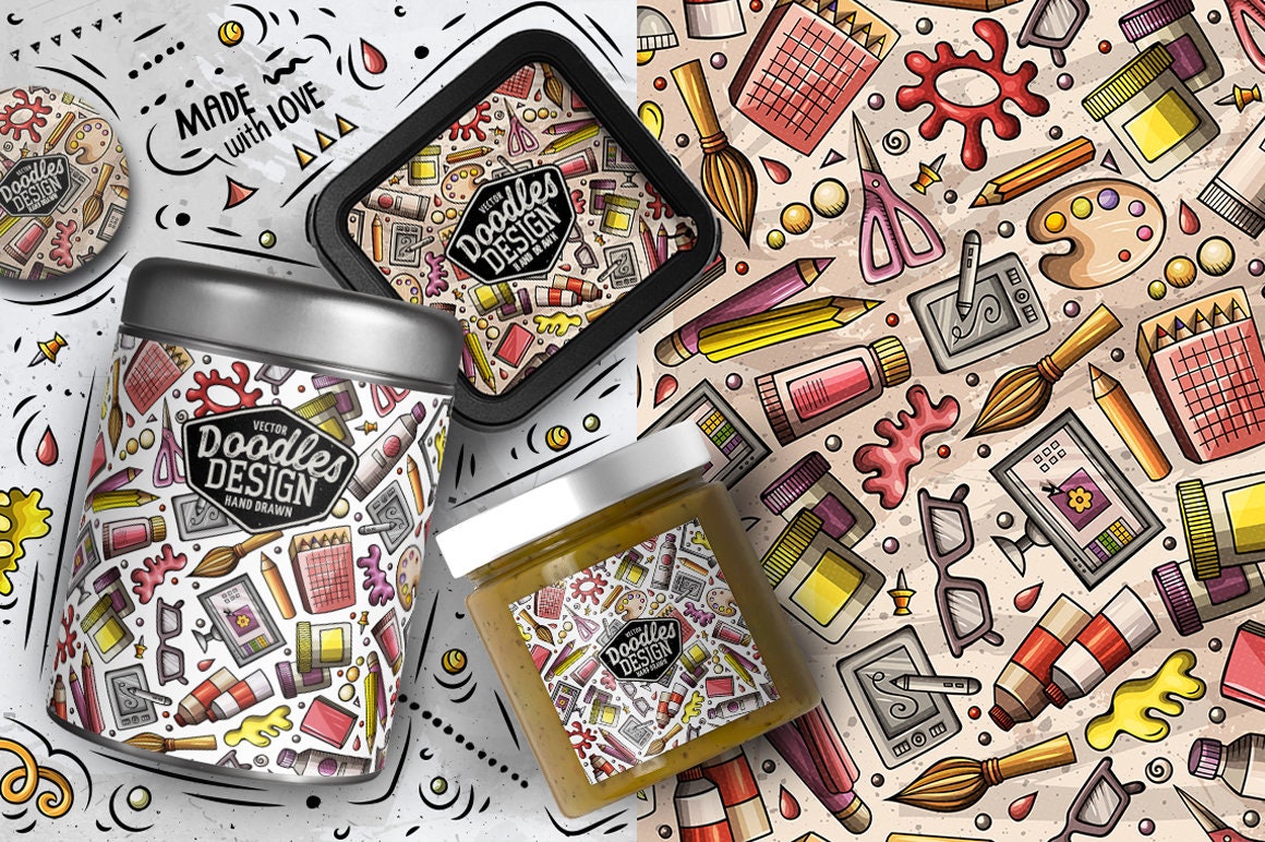 Art and Design Digital Paper Pack, Designer Seamless Patterns ...