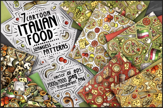 Italian Food Digital Paper Pack Italy Cuisine Seamless - Etsy