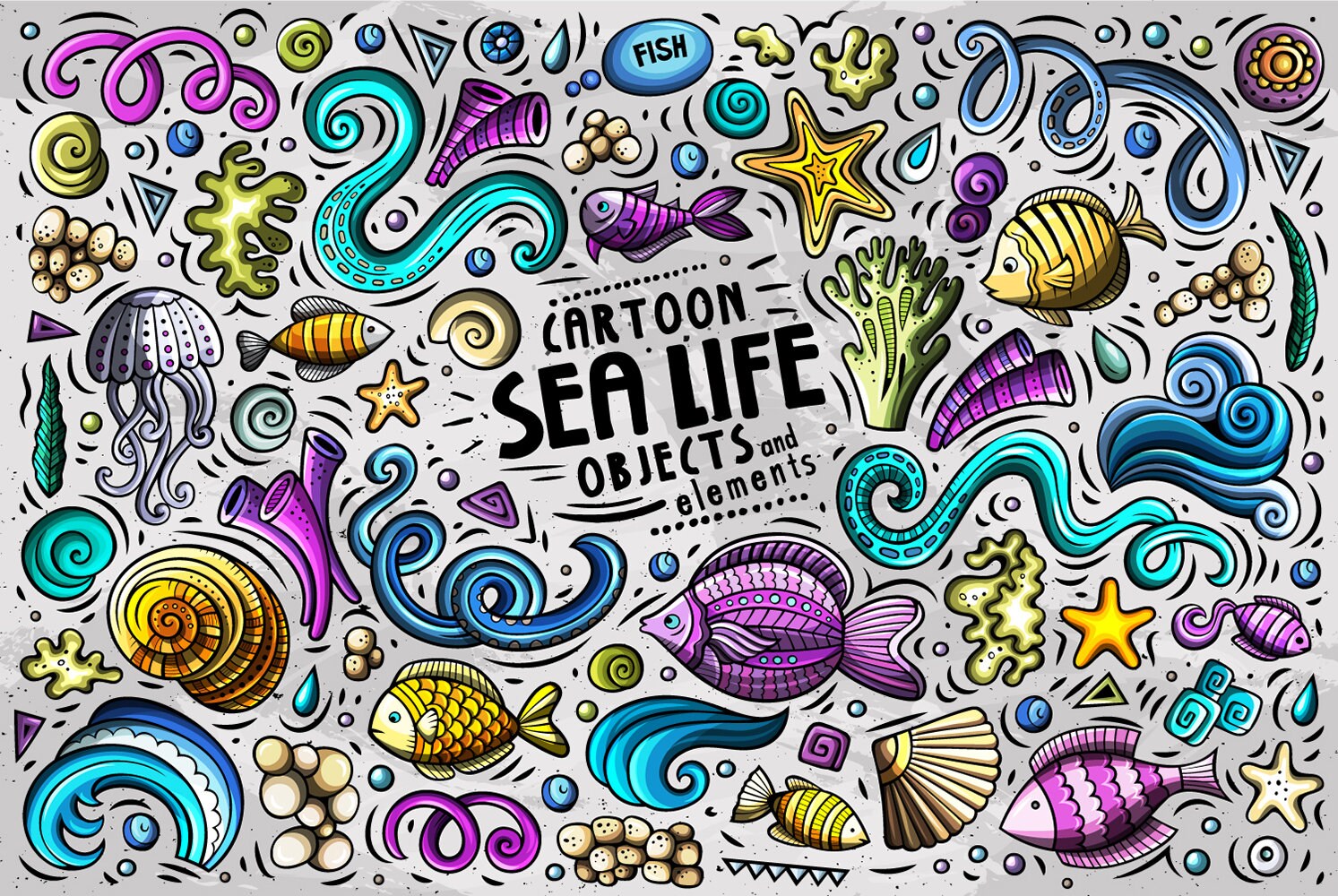 Sea Life PNG Clipart/ Doodle Vector Icons/ Undersea World Vector Doodle ...