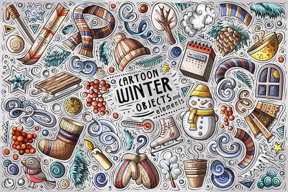 WINTER Vector Clipart Wintertime Doodles Clip Art Winter - Etsy