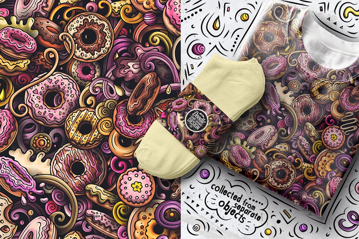 Donuts Digital Paper Pack, Donuts Seamless Patterns, Scrapbook Paper ...