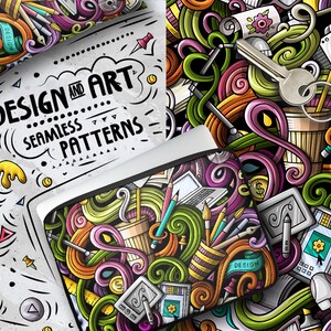 Art and Design Digital Paper Pack, Designer Seamless Patterns ...