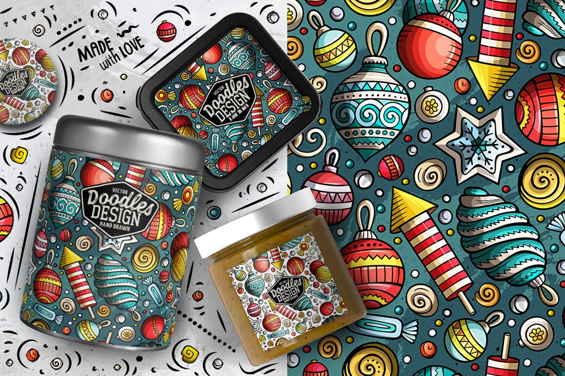 HAPPY NEW YEAR Digital Paper Pack, Merry Christmas Seamless Patterns ...