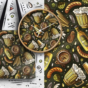 Beer Digital Paper Pack, Oktoberfest Seamless Patterns, Scrapbook Paper ...