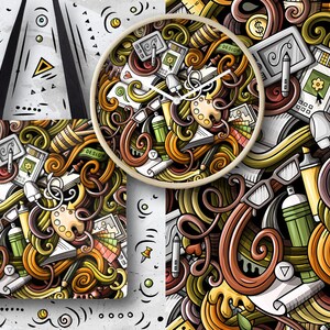 Art and Design Digital Paper Pack, Designer Seamless Patterns ...