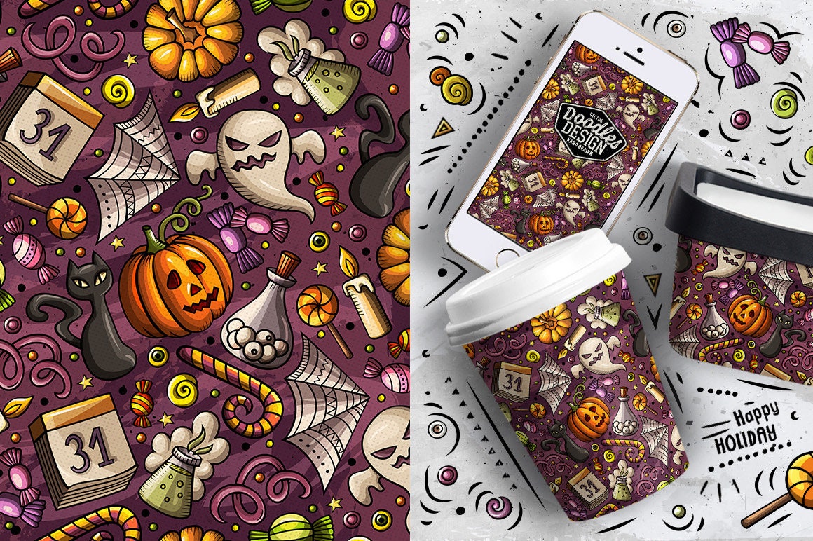 HALLOWEEN Digital Paper Pack, Happy Halloween Seamless Patterns ...