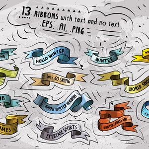 WINTER SPORTS Vector Clipart, Wintertime Doodles Clip Art, Cartoon PNG ...