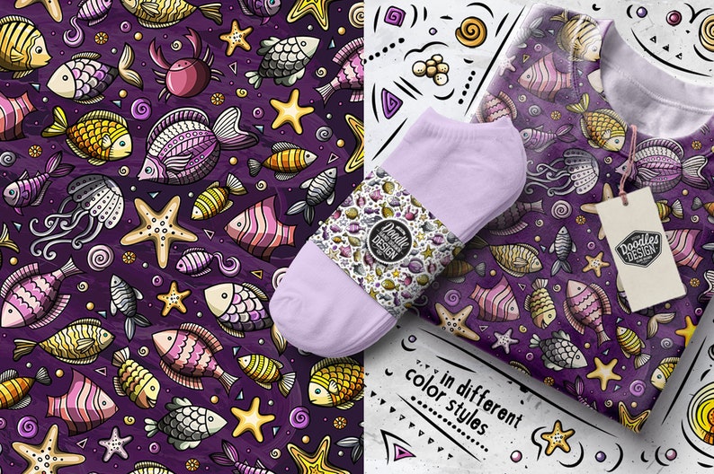 Sea Life Digital Paper Pack, Underwater Seamless Patterns, Scrapbook ...