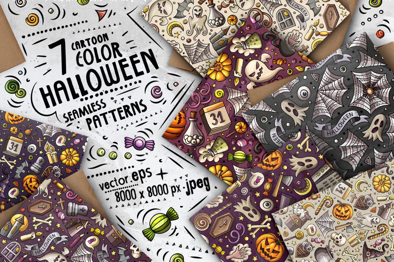 HALLOWEEN Digital Paper Pack, Happy Halloween Seamless Patterns ...