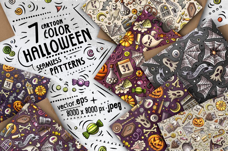 HALLOWEEN Digital Paper Pack, Happy Halloween Seamless Patterns ...