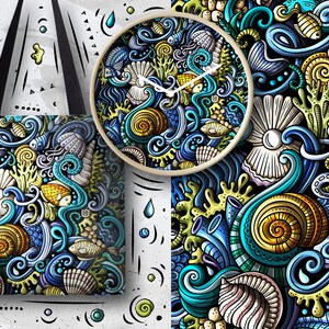 Sea Life Digital Paper Pack, Underwater Seamless Patterns, Scrapbook ...