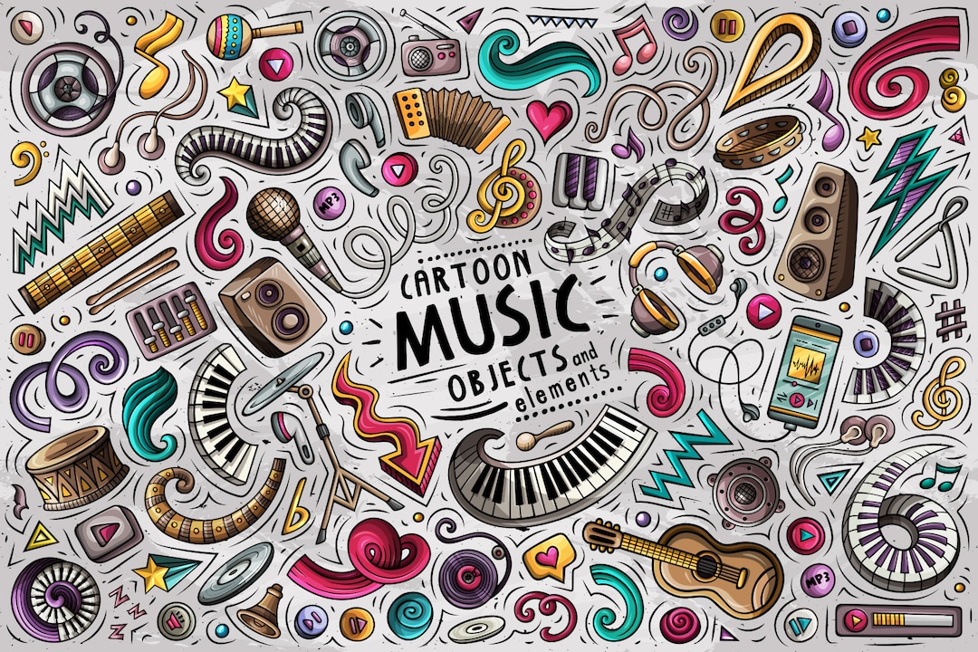 MUSIC PNG Clip Art/ Musical Doodle Stickers/ Doodles Music Clipart ...