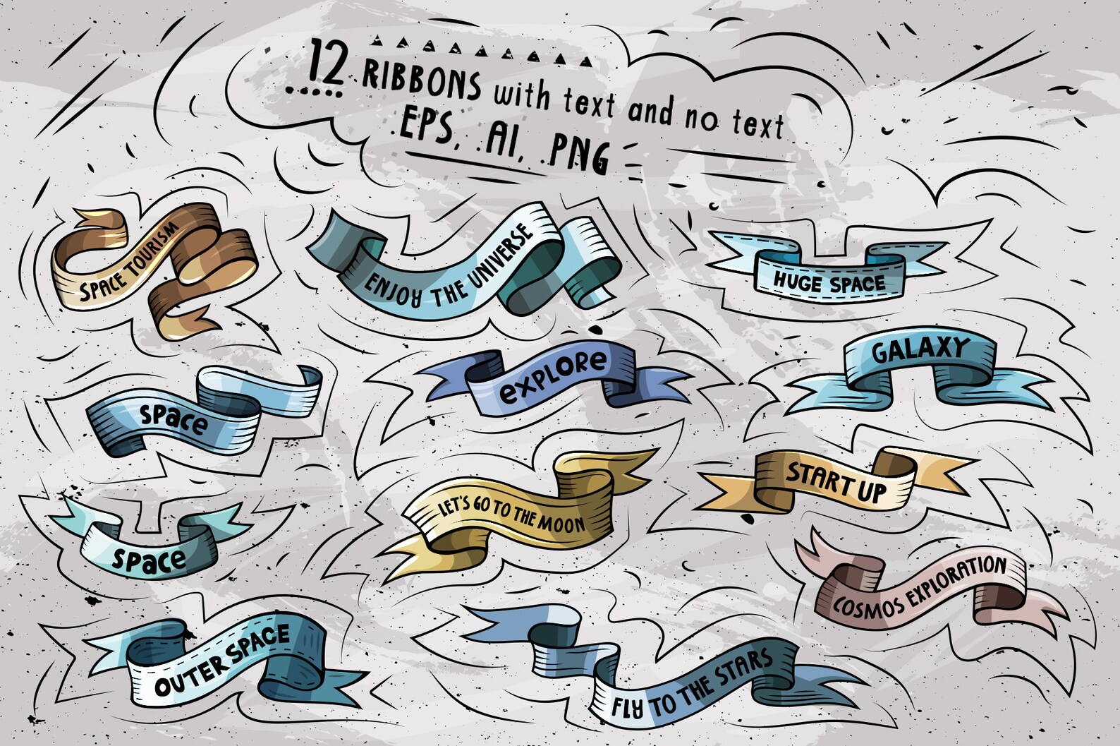 Space Vector Clipart, Cosmos Cartoon PNG Set, Outer Space Doodles Clip ...