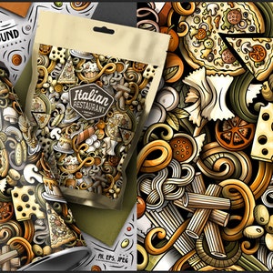Italian Food Digital Paper Pack, Italy Cuisine Seamless Patterns ...