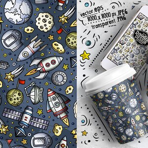 Space Digital Paper Pack, Cosmic Seamless Patterns, Scrapbook Paper Set ...