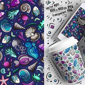 Sea Life Digital Paper Pack, Underwater Seamless Patterns, Scrapbook ...