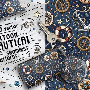 Nautical Digital Paper Pack, Marine Seamless Patterns, Scrapbook Paper ...