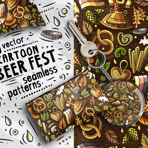 Beer Digital Paper Pack, Oktoberfest Seamless Patterns, Scrapbook Paper ...