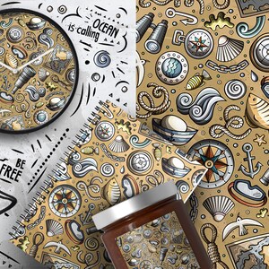 Nautical Digital Paper Pack, Marine Seamless Patterns, Scrapbook Paper ...