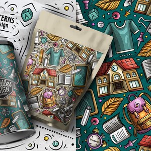 School Digital Paper Pack, Education Seamless Patterns, Scrapbook Paper ...