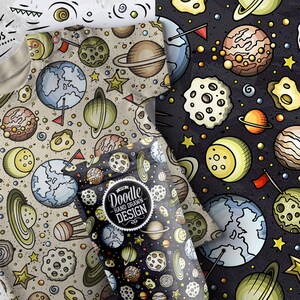 Space Digital Paper Pack, Cosmic Seamless Patterns, Scrapbook Paper Set ...