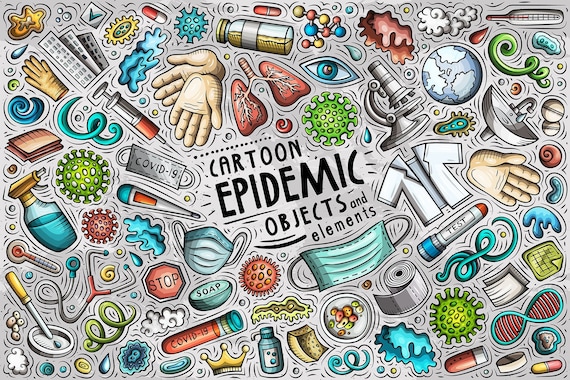 Epidemic Vector Clipart Pandemic Cartoon PNG Set Quarantine - Etsy ...