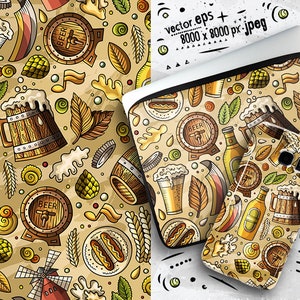 Beer Digital Paper Pack, Oktoberfest Seamless Patterns, Scrapbook Paper ...