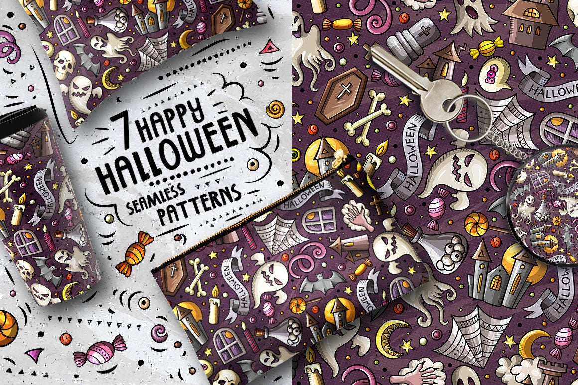 HALLOWEEN Digital Paper Pack, Happy Halloween Seamless Patterns ...